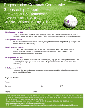 Fillable Online Regeneration Outreach Community Sponsorship ...