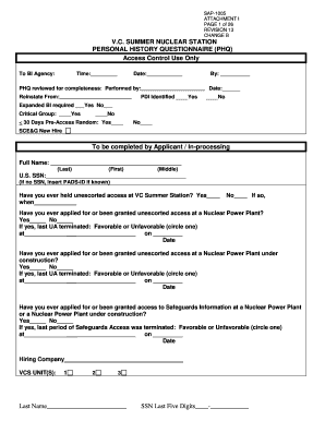 Personal History Questionnaire - Fill and Sign Printable Template Online