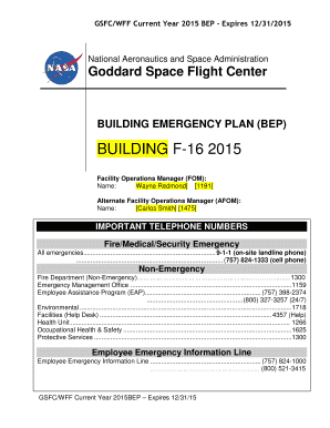 Fillable Online BUILDING EMERGENCY PLAN (BEP) Fax Email Print - pdfFiller