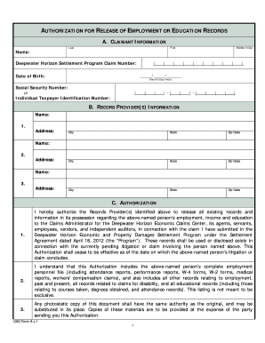 Fillable Online Authorization Forms CAO Form a v1 Release of Employment ...