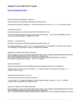 Fillable Online Answer To Act Test Form 71a Fax Email Print - pdfFiller