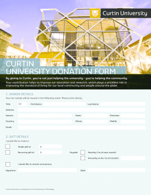 Fillable Online give curtin edu CURTIN UNIVERSITY DONATION FORM - give ...