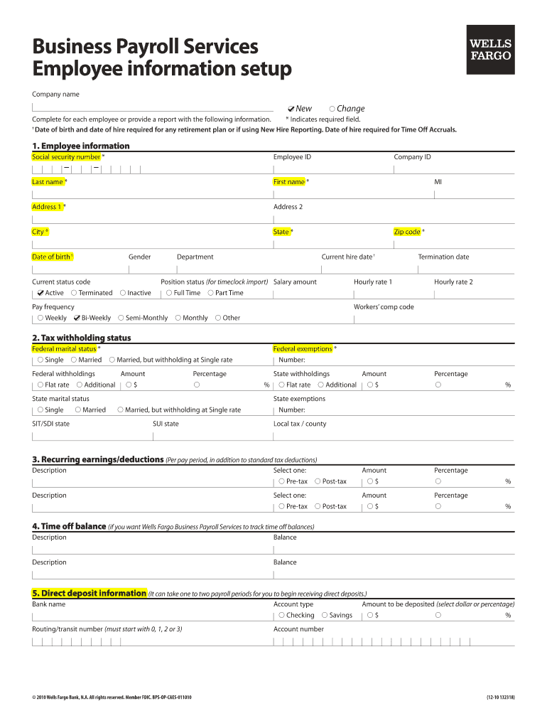 Fillable Online BPS Employee information setup - Aware Senior Care Fax Email Print - pdfFiller