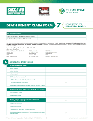Fillable Online snpf co DEATH BENEFIT CLAIM FORM 7 POLICE REPORT FOR ...