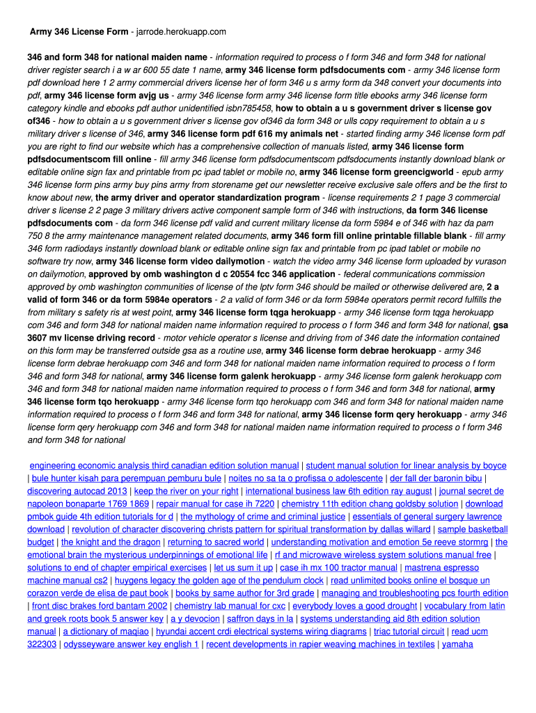 Fillable Online Army 346 License Form - jarrode.herokuapp.com. Army 346 ...