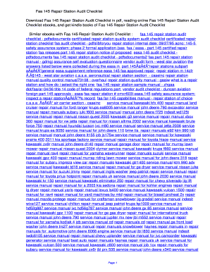 Fillable Online eydro Faa 145 Repair Station Audit Checklist. Faa 145 ...