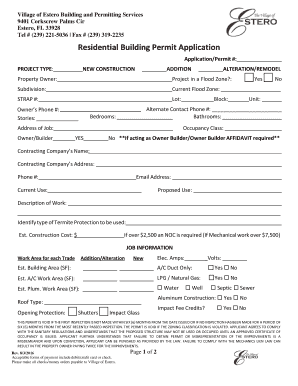 Fillable Online Residential Building Permit Application - estero-fl.gov ...