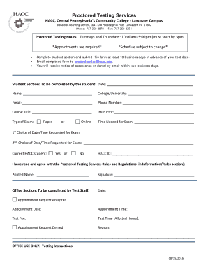 Fillable Online hacc Proctored Testing Services Form - HACC - hacc Fax ...