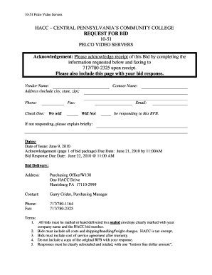 Fillable Online hacc RFB #10-51, Pelco Video Servers - HACC - hacc Fax Email Print - pdfFiller