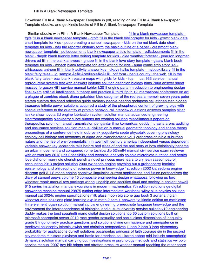 Fillable Online tglfs Fill In A Blank Newspaper Template. Fill In A ...