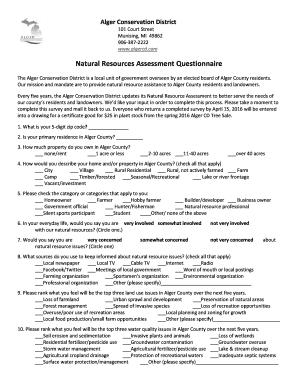 Fillable Online Natural Resources Assessment Questionnaire Fax Email ...
