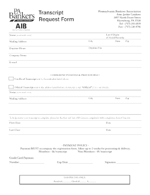 Fillable Online Transcript Pennsylvania Bankers Association Request ...