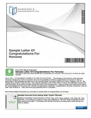 Fillable Online Sample Letter Of Congratulations For Honoree Fax Email ...