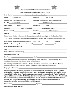 Fillable Online Real Estate Judicial Sale Purchaser Information Form ...