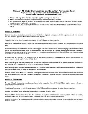 Fillable Online Missouri All-State Choir Audition and Selection ...