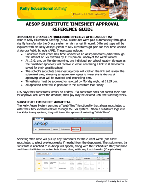 Fillable Online AESOP SUBSTITUTE TIMESHEET APPROVAL Fax Email Print ...