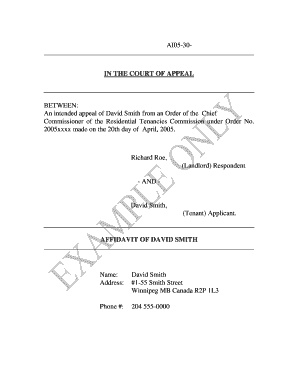 Fillable Online An intended appeal of David Smith from an Order of the ...
