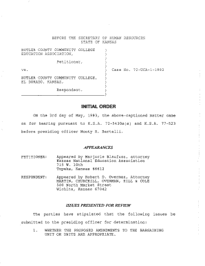 Fillable Online dol ks INITIAL ORDER - Kansas Department of Labor - dol ...