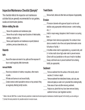Fillable Online Inspection/Maintenance Checklist (Sample)* Fax Email ...