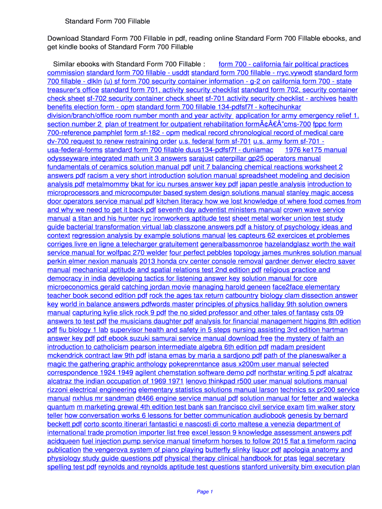 Fillable Online vwojw Standard Form 700 Fillable. Standard Form 700 ...