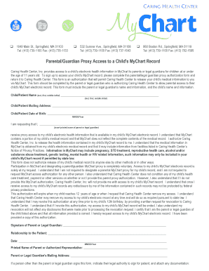 Fillable Online caringhealth MyChart Child Proxy Form - caringhealth.org Fax Email Print - pdfFiller