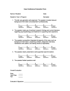 Fillable Online emich Case Conference Evaluation Form - emich.edu Fax ...