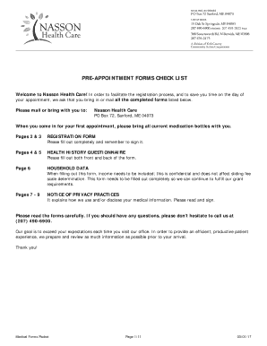 Fillable Online nassonhealthcare PRE-APPOINTMENT FORMS CHECK LIST Fax ...