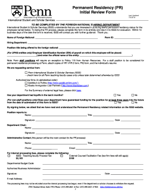 Fillable Online Permanent Residency (PR) Initial Review Form Fax Email ...