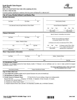 Fillable Online cocoafl Death Benefit Claim Request 401(a) Plan - cocoafl.org Fax Email Print ...