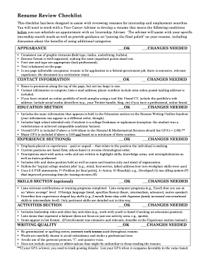 Fillable Online Resume Review Checklist Fax Email Print - pdfFiller