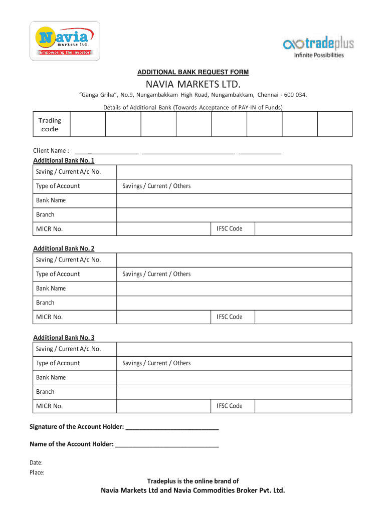 Fillable Online Additional-B... - Tradeplus Fax Email Print - pdfFiller