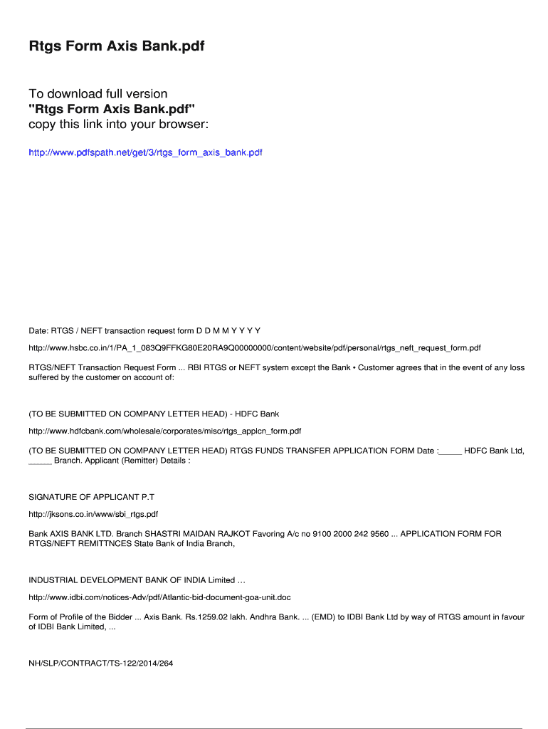 Fillable Online Rtgs Form Axis Bank - pdfslibforyou.com Fax Email Print ...