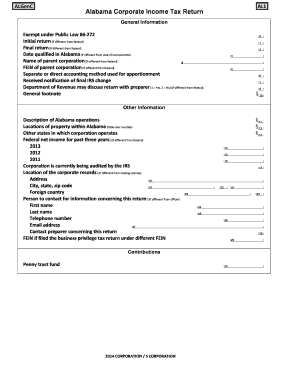 Fillable Online Alabama Corporate Income Tax Return - ExacTax Fax Email ...