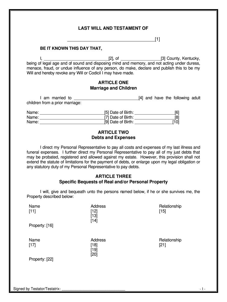 Last Will And Testament Forms Free Printable How To Write A Last Will 