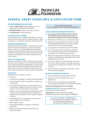 Fillable Online GENERAL GRANT GUIDELINES & APPLICATION FORM - Pacific ...