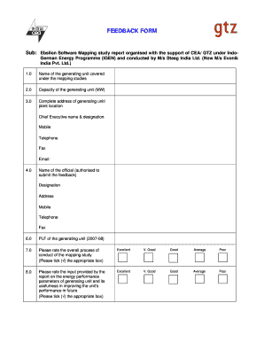 Fillable Online FEEDBACK FORM - Central Electrical Authority Fax Email ...