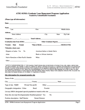 Fillable Online atsu ATSU- Graduate Loan Repayment Program Application ...