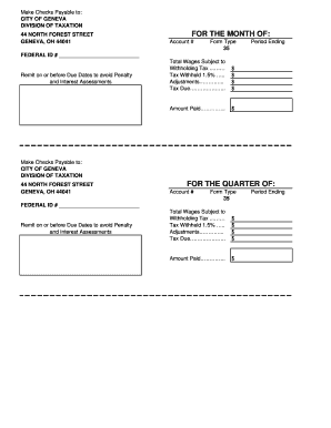 Fillable Online Payroll Withholding Form - City of Geneva Ohio Fax ...