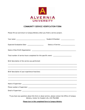 Fillable Online alvernia COMMUNITY SERVICE VERIFICATION FORM UPDATE.pdf ...