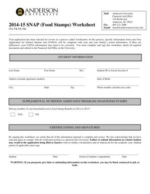 Fillable Online andersonuniversity 2014-15 SNAP (Food Stamps) Worksheet ...