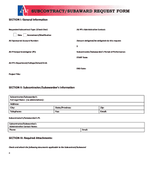 Fillable Online american Subcontract Request Form Fax Email Print - pdfFiller