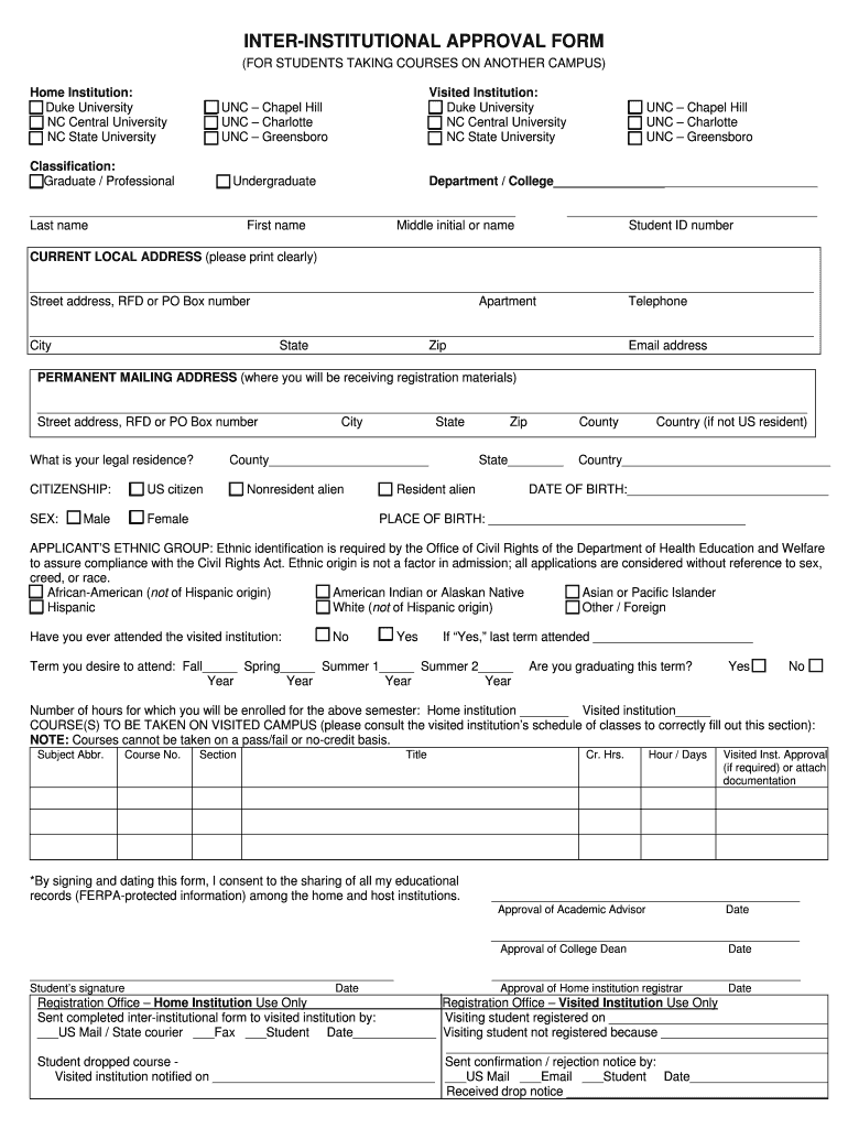 Fillable Online jld wapka INTER-INSTITUTIONAL APPROVAL FORM Fax Email Print - pdfFiller