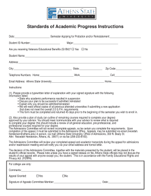 Fillable Online athens Standards of Academic Progress Instructions.indd ...