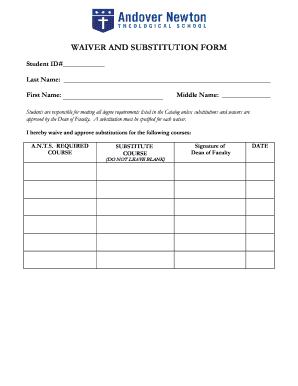 Fillable Online ants A substitution must be specified for each waiver ...