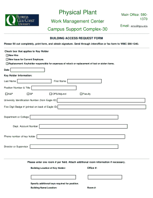 Fillable Online fgcu Building access request form - Florida Gulf Coast ...