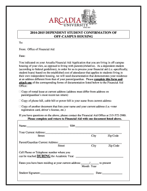 Fillable Online arcadia Off-Campus Housing Form - arcadia Fax Email Print - pdfFiller