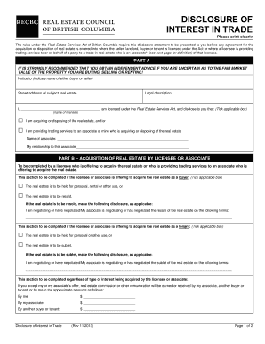 Fillable Online The rules under the Real Estate Services Act of British ...