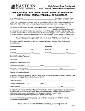Fillable Online emich Course Permission Form - Eastern Michigan University - emich Fax Email ...