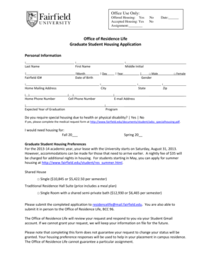 Fairfield University Residence Life - Fill Online, Printable, Fillable, Blank | pdfFiller