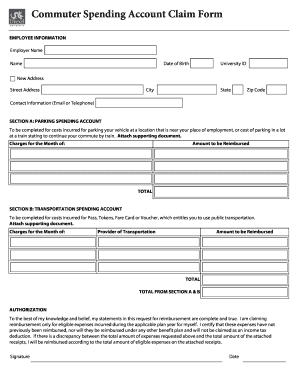 Fillable Online drexel Commuter Spending Account Claim Form - Drexel ...